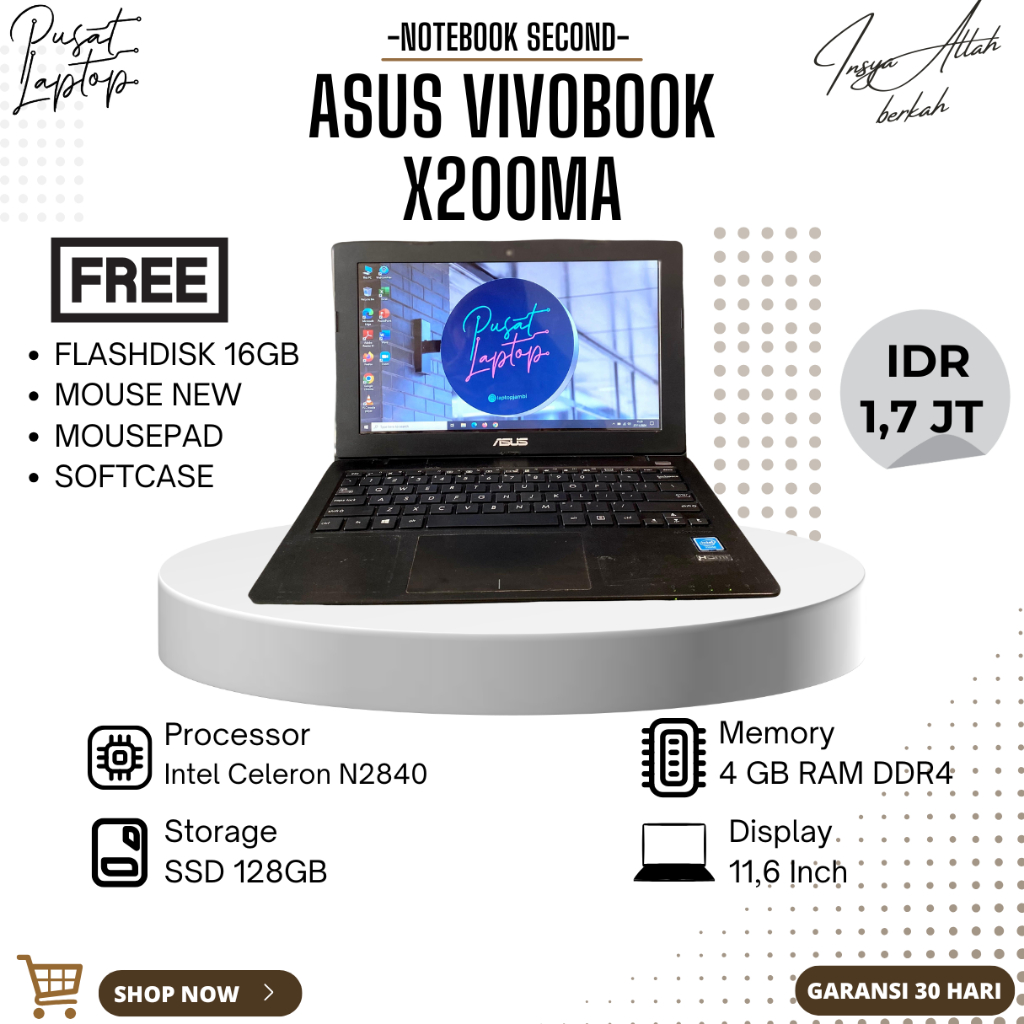 Jual NOTEBOOK ASUS VIVOBOOK X200MA | INTEL CELERON N2840 | RAM 2GB ...