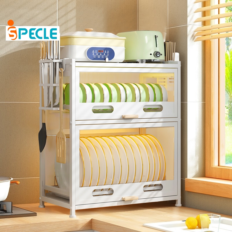 Jual iSPECLE 2/3Tingkat Rak Piring Tertutup Rak Dapur Multifungsi ...