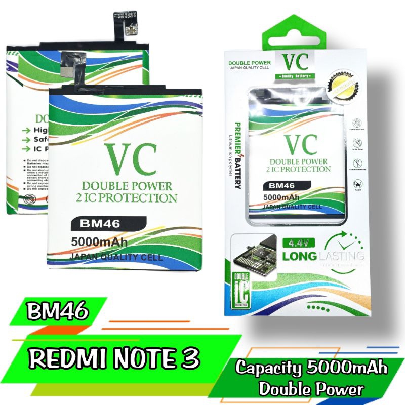 Jual Baterai VC double power REDMI NOTE 3 / BM46 battery batre bat ...