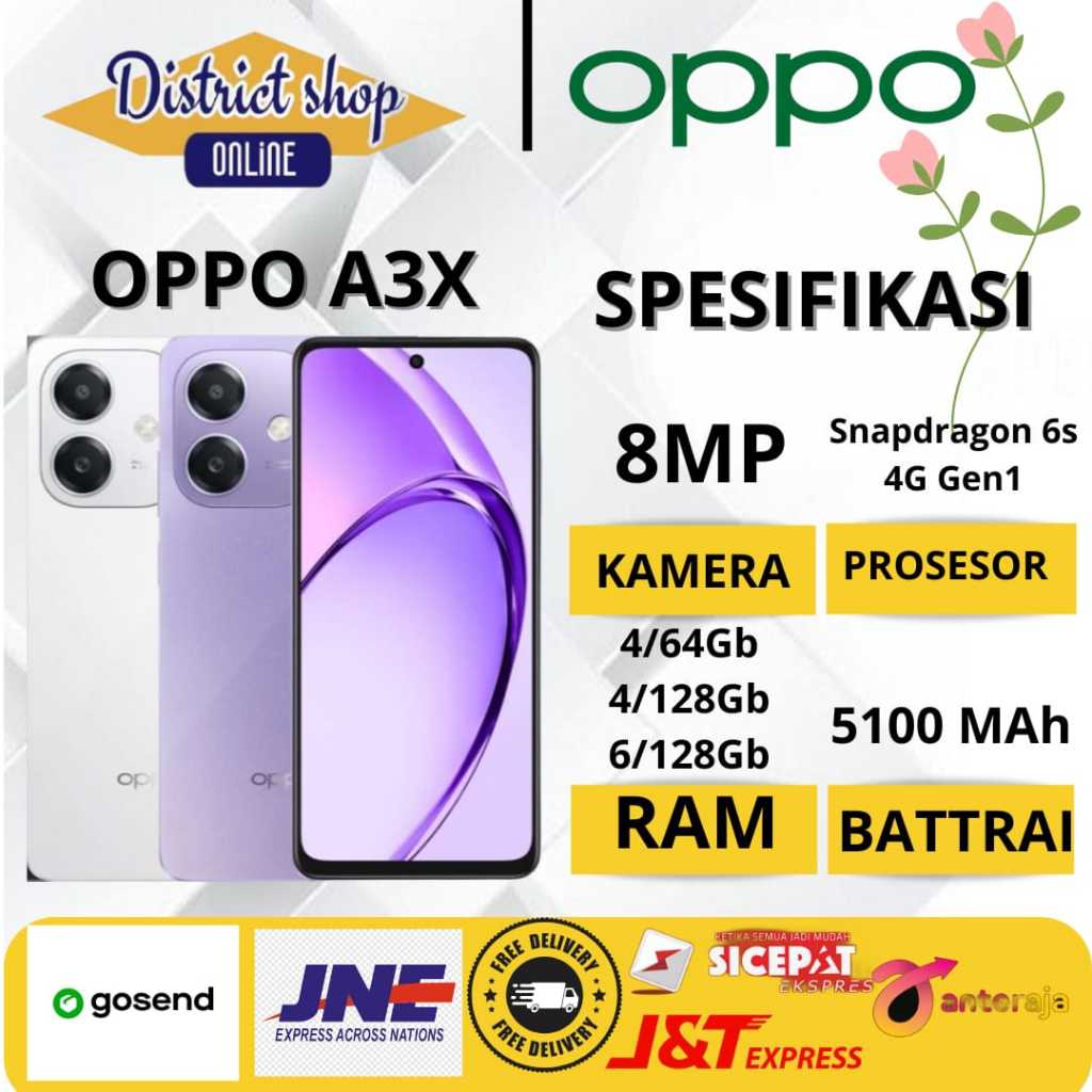 Jual Oppo A3X Snapdragon 6s 4G Gen1 Ram [4/64Gb] [4/128Gb] [6/128Gb ...