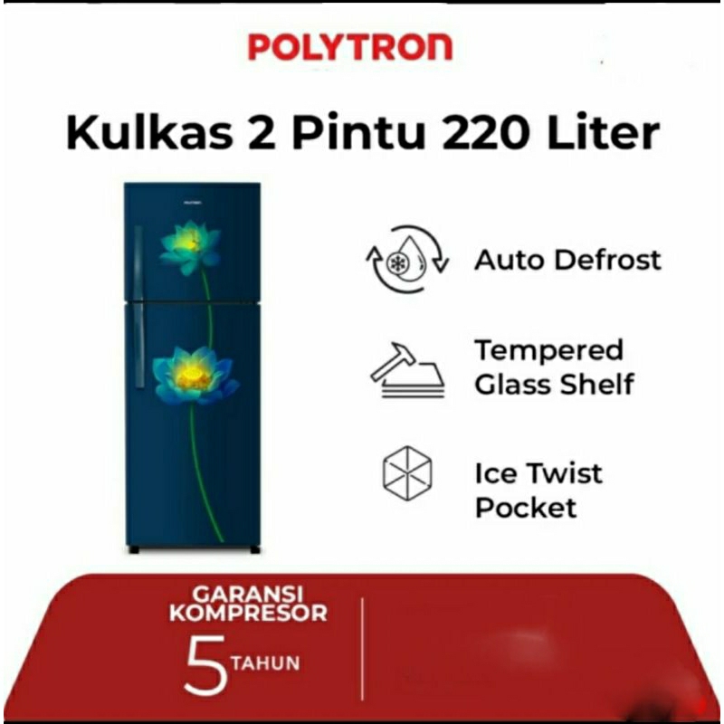 Jual Polytron PRB 237 LB / PR Lemari Es 2 Pintu Beauty Steel 220 L ...