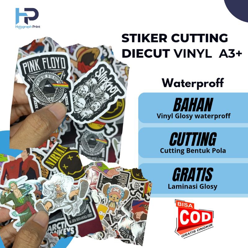 Jual Cetak Stiker Cutting Diecut Vinyl Laminasi Glosy Lembaran A3 ...