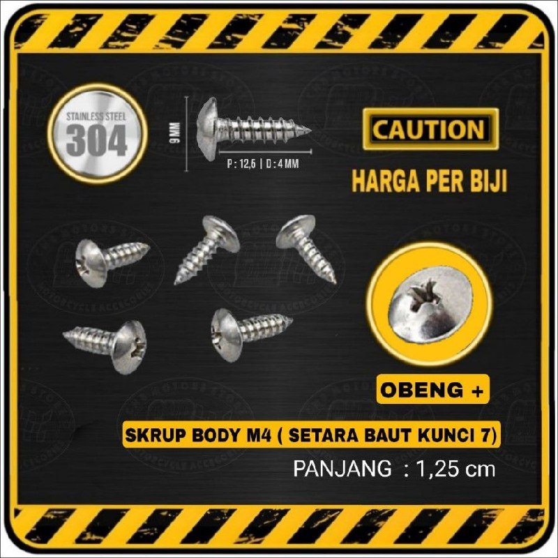 Jual Sekrup Skrup STAINLESS Baut Body Kasar / Cacing M4 Honda BEAT ...