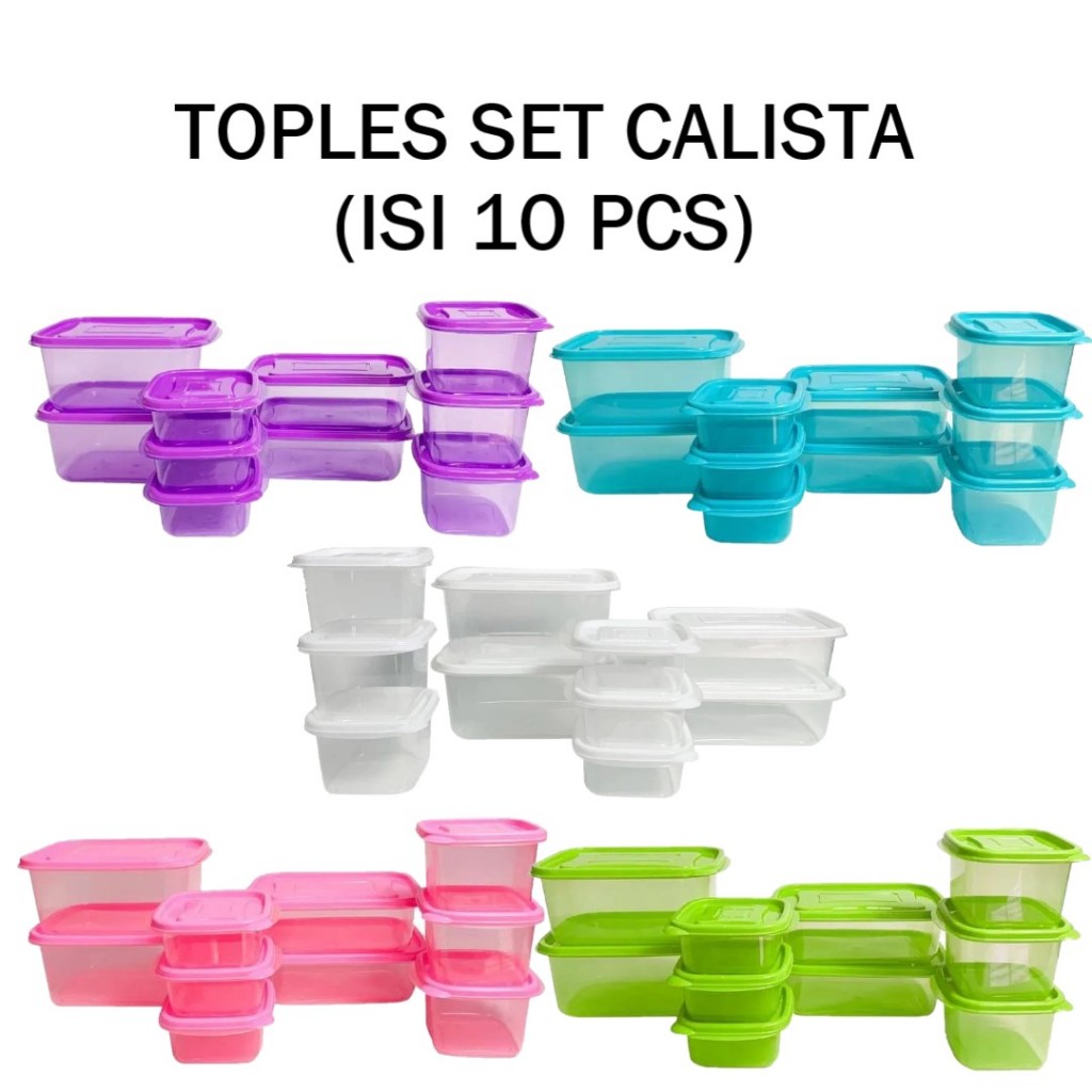Jual Calista Oita Putih Bening Ungu Hijau Pink Tosca Toples Set isi 10 ...