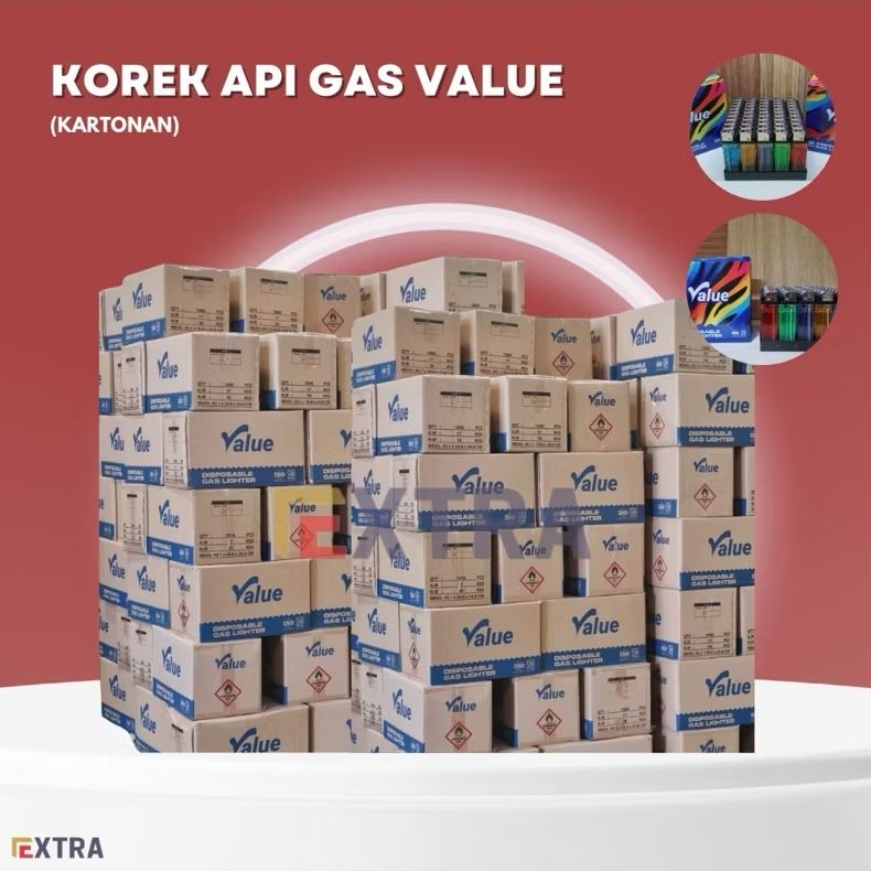 Jual Korek Api Gas Roda Kotak merk VALUE Kartonan isi 20box | Shopee ...