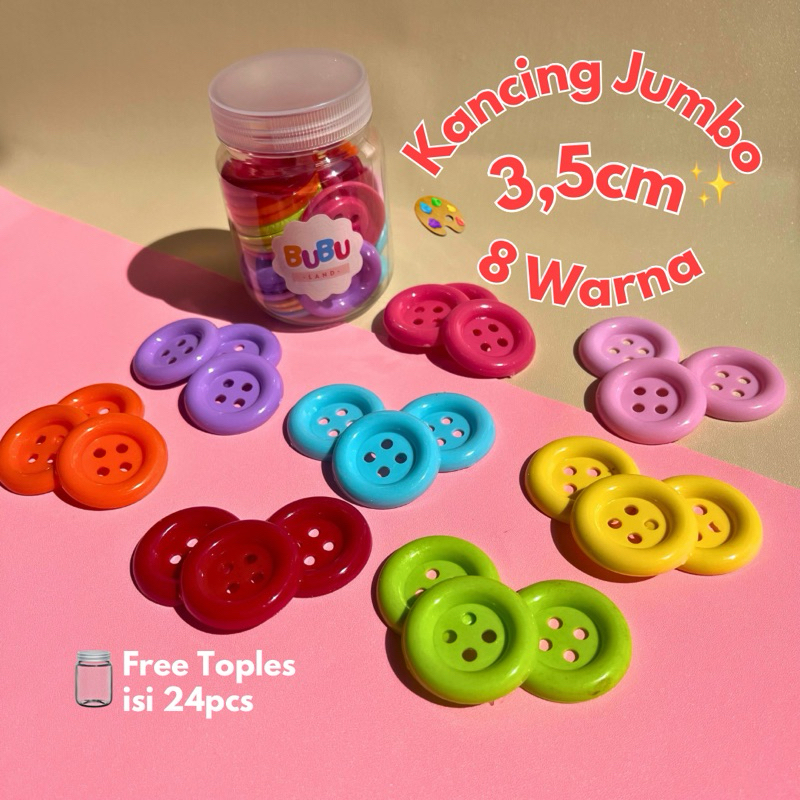 Jual [Isi 24 + Toples] KANCING BESAR JUMBO 3,5CM MAINAN EDUKASI ANAK ...