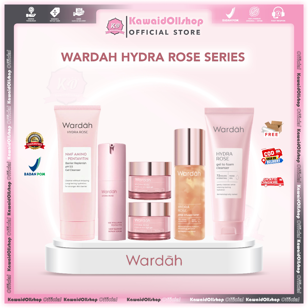 Jual WARDAH Hydra Rose Series / Day Gel / Night gel / Essence / Facial ...