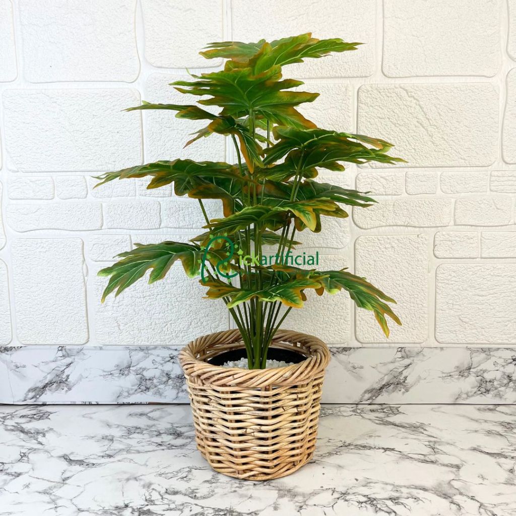 Jual Pohon Hias Artificial Tanaman Daun Monstera Jari Philo Orange X18 ...