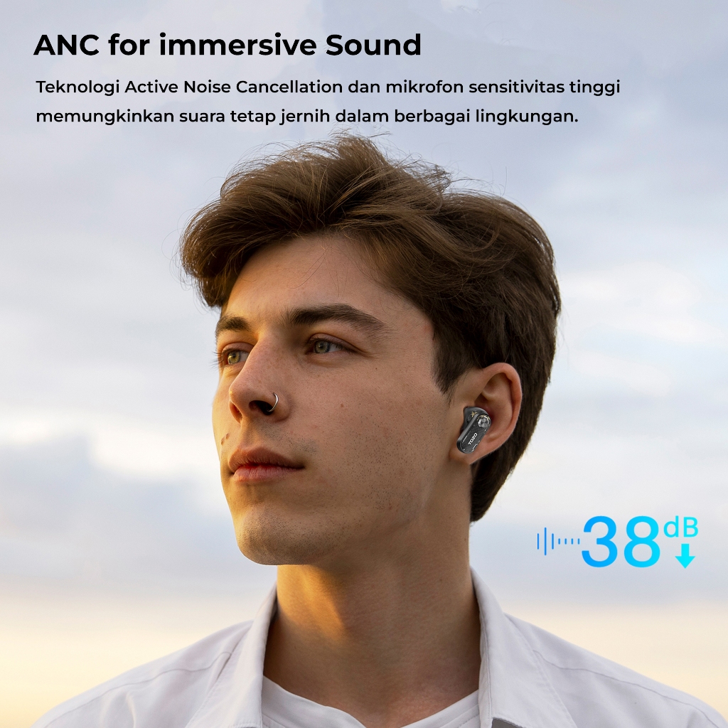 Jual (New launch)Tozo AEROSOUND3 Smart 6 mics Hybrid ANC + AI 4 Mics ENC wireless earbuds Clear ...