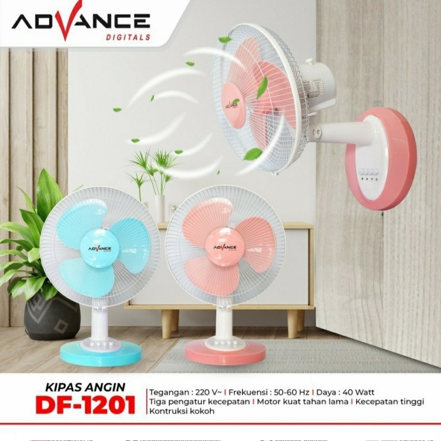 Jual Advance DF1201 Kipas Angin Duduk Dan Dinding 12 Inch 2In1 | Shopee ...