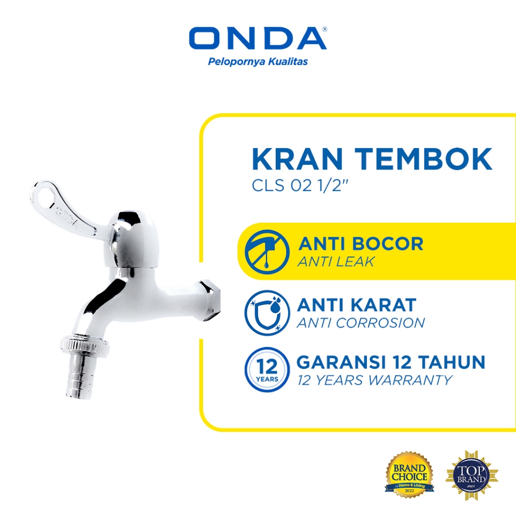 Jual ONDA Kran Mesin Cuci Kran Air Tembok Selang Air Anti Bocor Anti Karat CLS 02 1/2" | Shopee ...