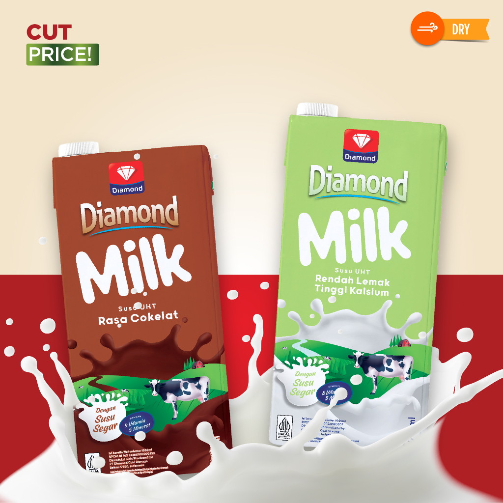 Jual PROMO DIAMOND UHT MILK CHOCOLATE & LO-FAT 1 LT @1PCS | Shopee Indonesia