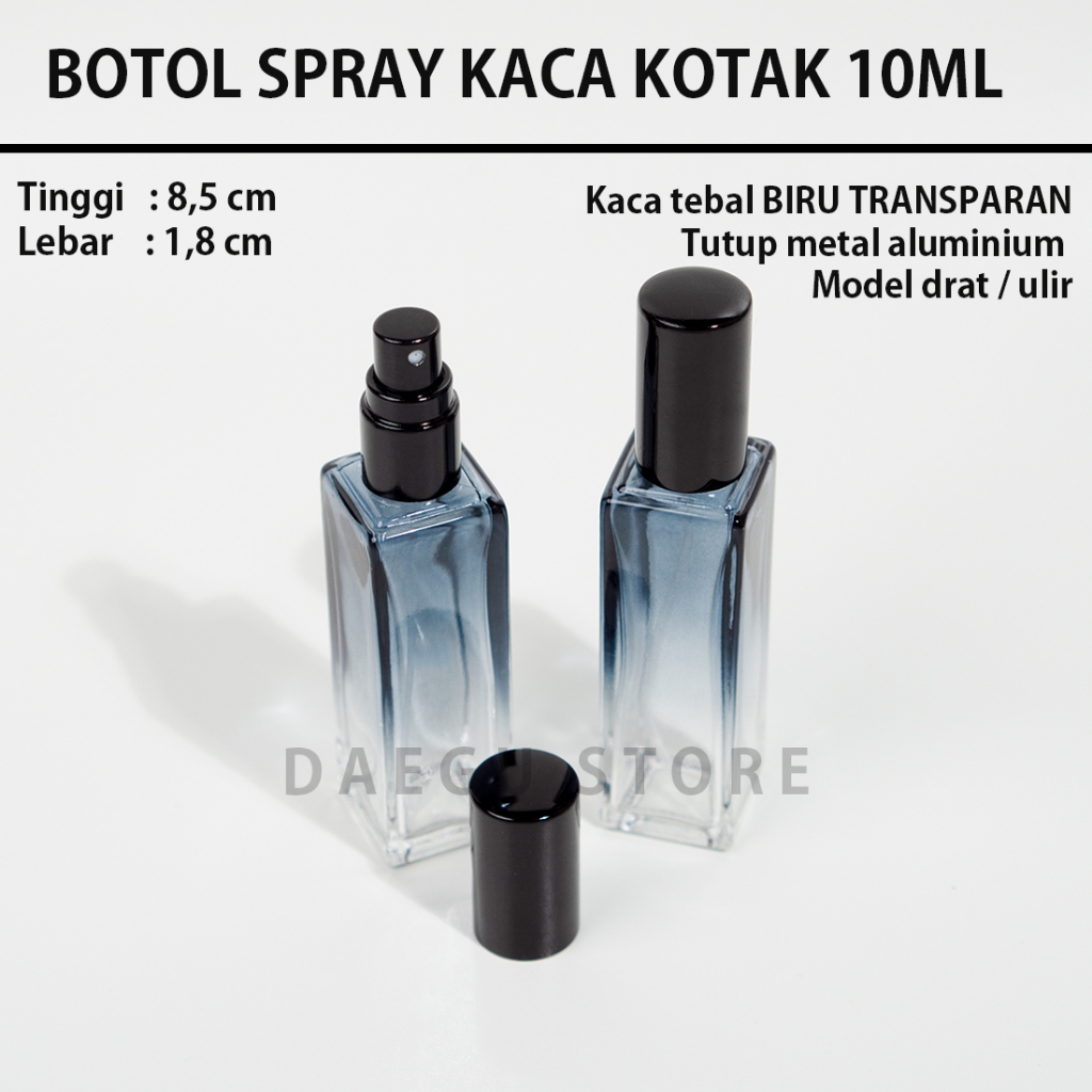 Jual Botol Spray Kaca 10ml Kotak Tebal BIRU TRANSPARAN Parfum Refiil ...