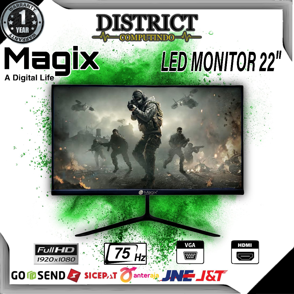 Jual Monitor LED 22 Inch Frameless Magix FHD 75Hz VGA HDMI | Shopee ...
