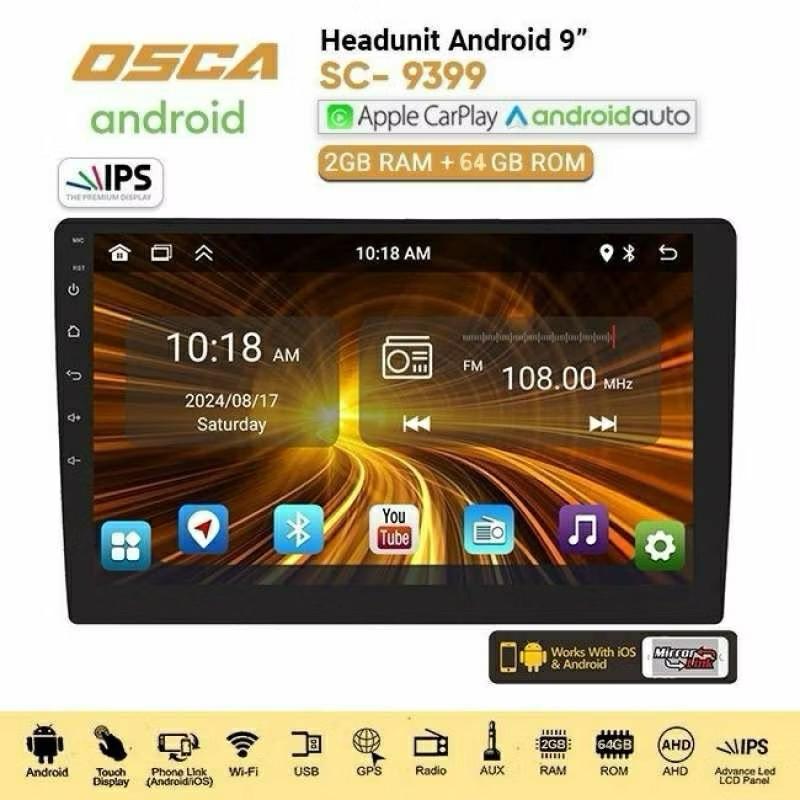 Jual Head Unit Android Osca SC-9399 9” Inch / 10” Inch Ram 2+64GB ...