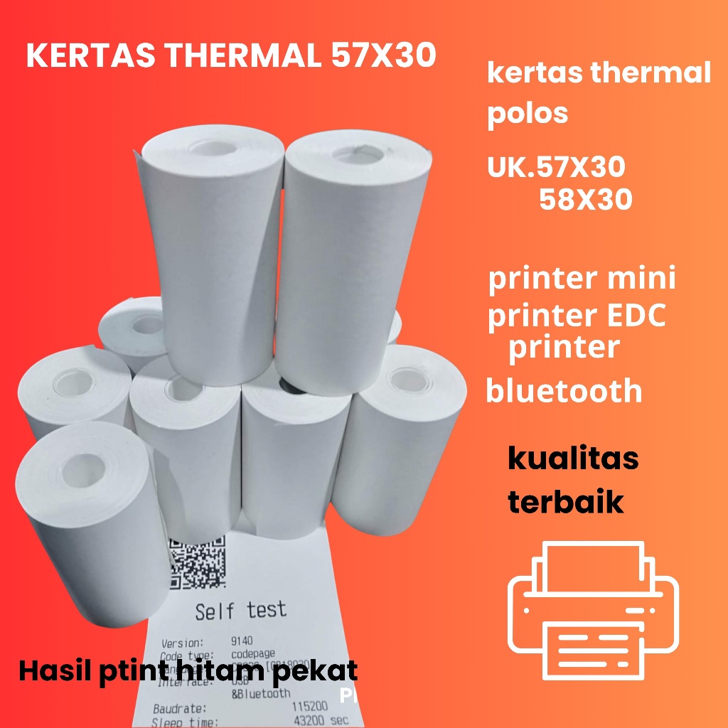 Jual KERTAS THERMAL EDC 57X30 cocok untuk semua jenis printer mini edc ...