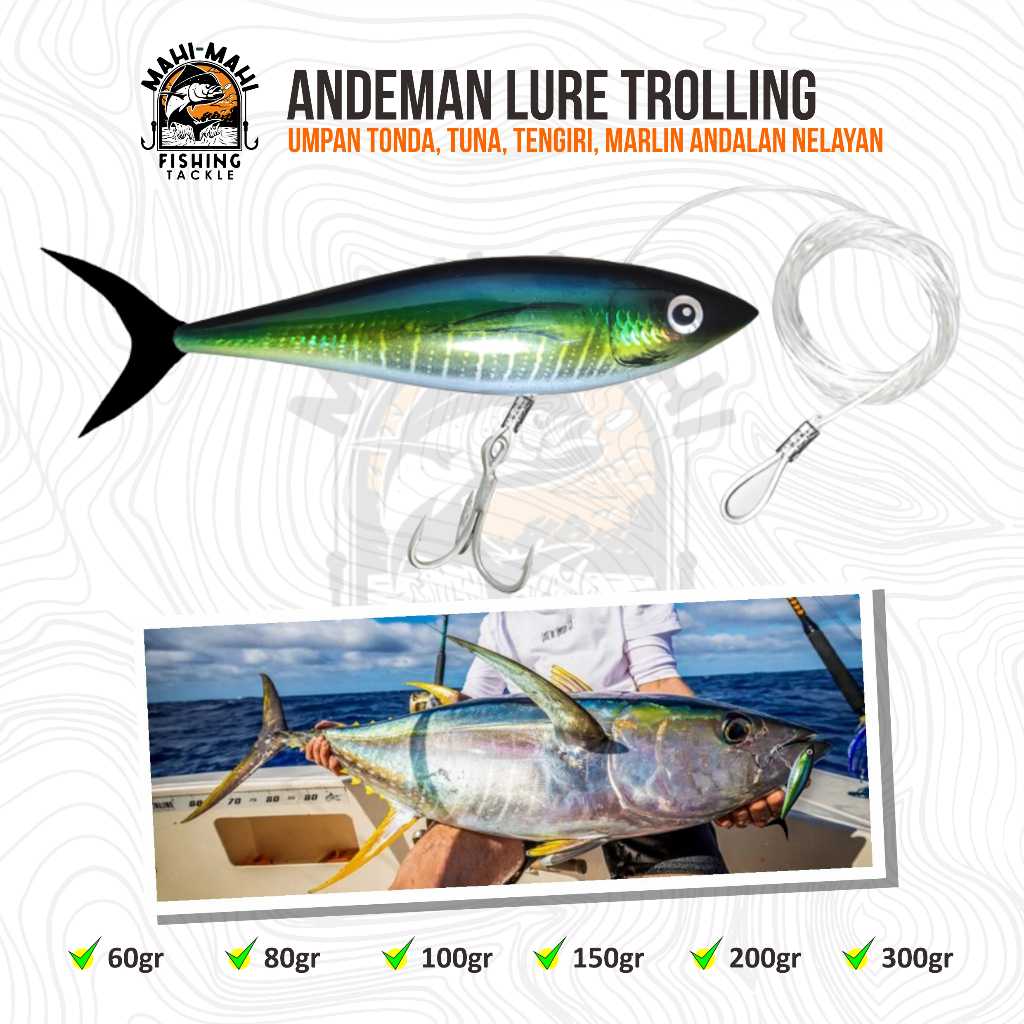 Jual Lure Andeman 60gr 80gr 100gr 150g 300g Umpan Tonda Trolling Tuna ...