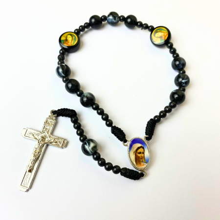 Jual Rosario marmer hitam corak eksklusif untuk devosi doa novena tiga ...