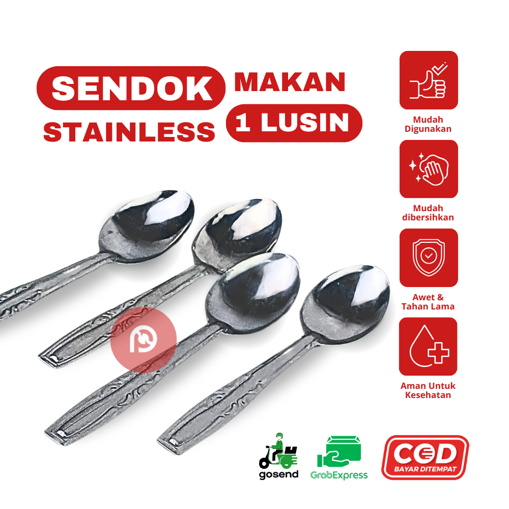 Jual Sendok Makan Stainless Stenlis Steel Premium Tebal 1 Lusin Anti ...