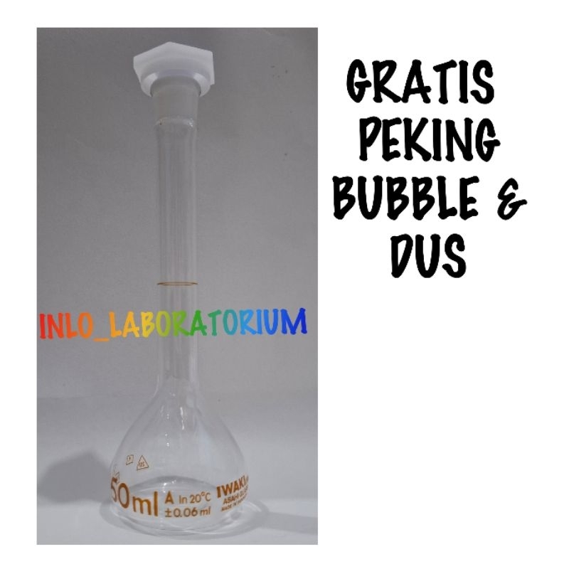 Jual Labu Ukur Iwaki 50 ml/Volumetric Flask/Labu Tentukur | Shopee Indonesia