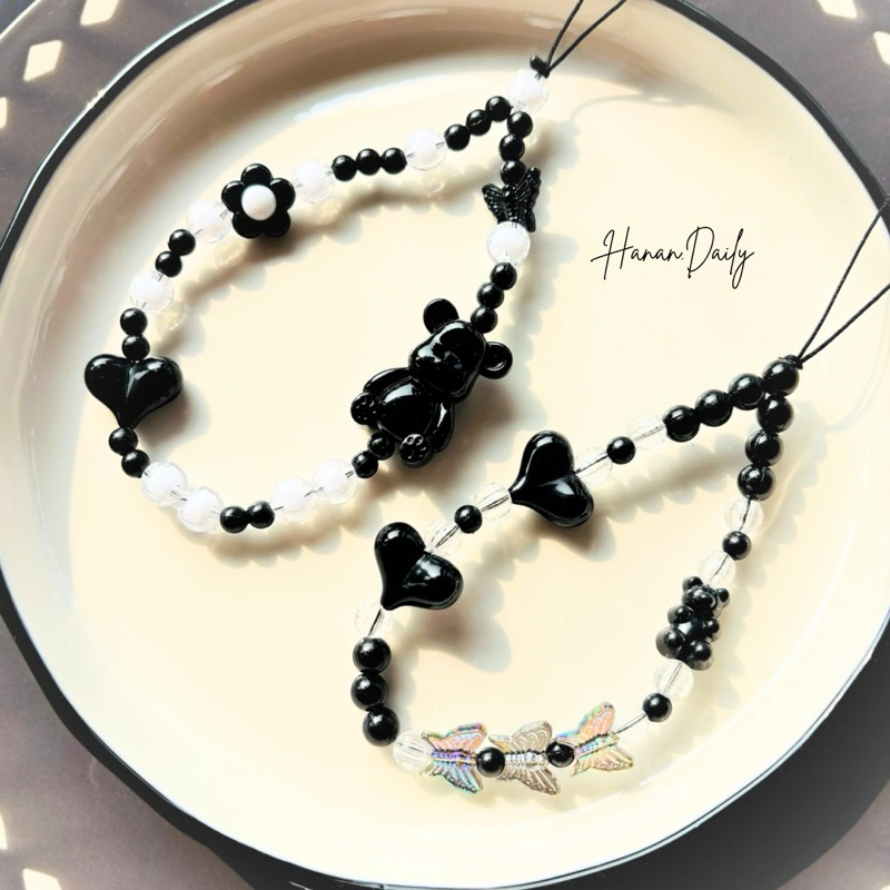 Jual Hanan.Daily Phone Strap Beads Black Series/Tali Layard Handphone ...