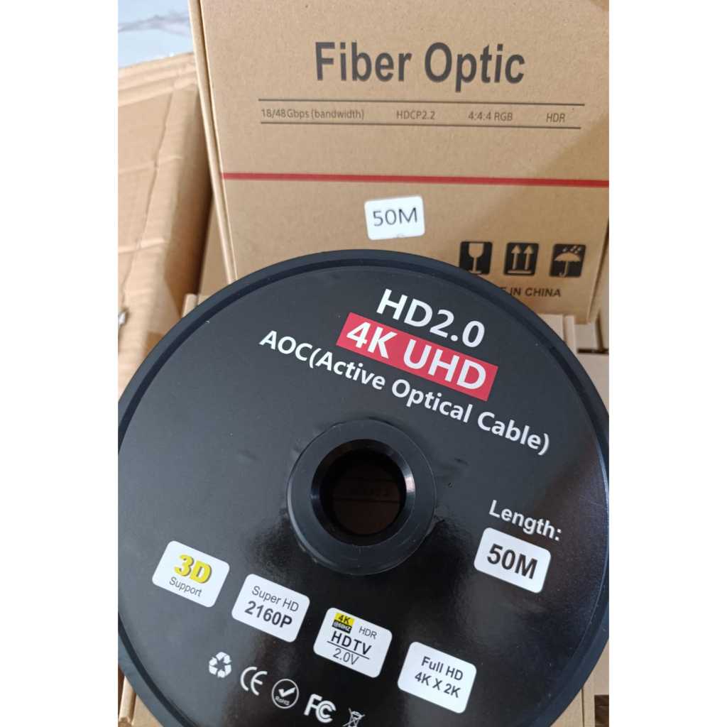 Jual Kabel HDMI Fiber Optic Active 50 Meter v2.0 Support 4k UHD HDR ...