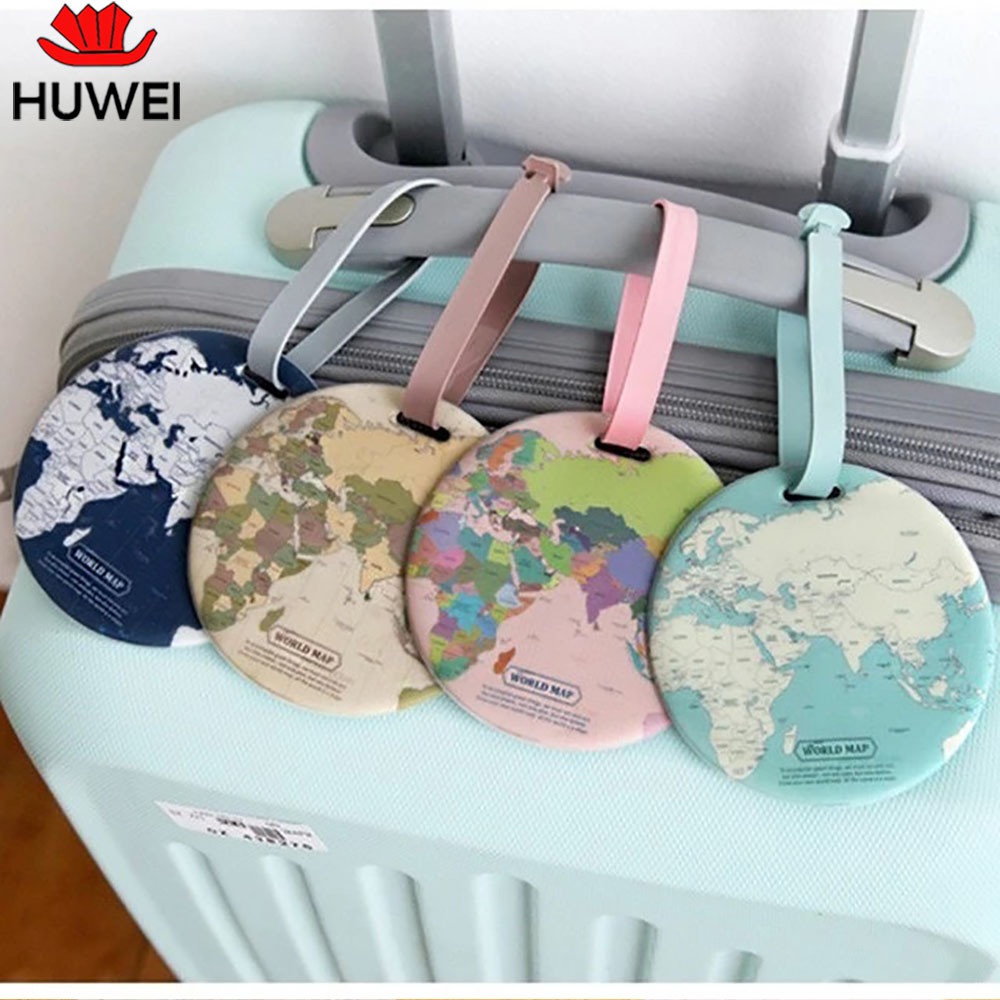 Jual 【HUWEI】TAG KOPER WORLD MAP LUGGAGE TAG LABEL KOPER STIKER ANTI ...