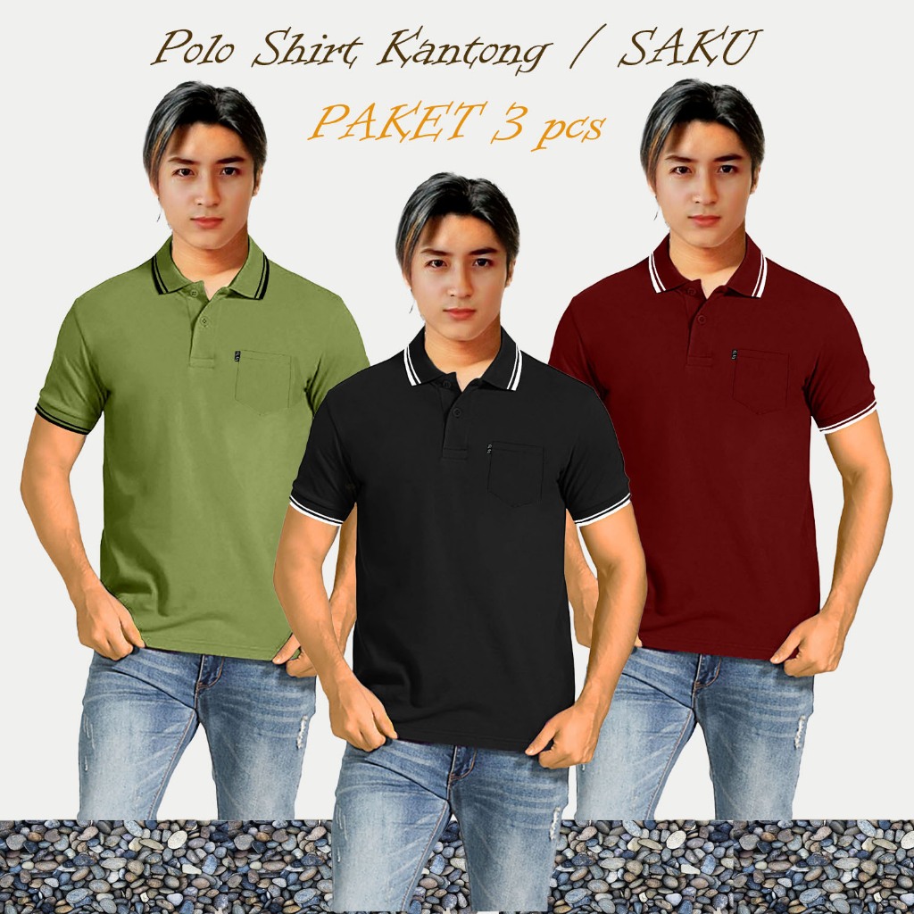 Jual GPS | Paket Hemat 3 pcs | Polo Shirt SAKU | Kaos Polo Berkerah ...