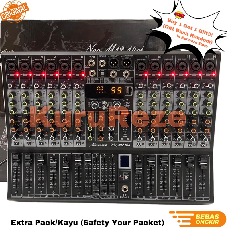 Jual Mixer Microverb Neo M12 Original 14 channel Bluetooth USB Soundcard mixer neo m12 mixer neo ...