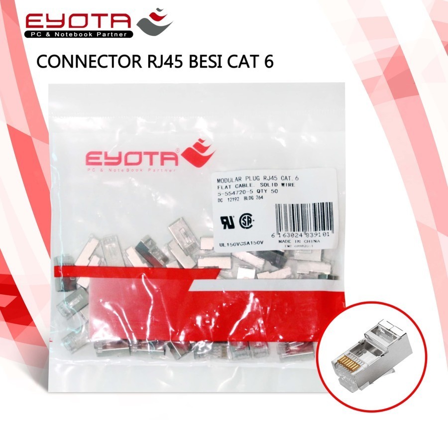 Jual KONEKTOR RJ45 CAT 6 EYOTA / JACK RJ 45 LAN CAT6 BESI / METAL isi ...