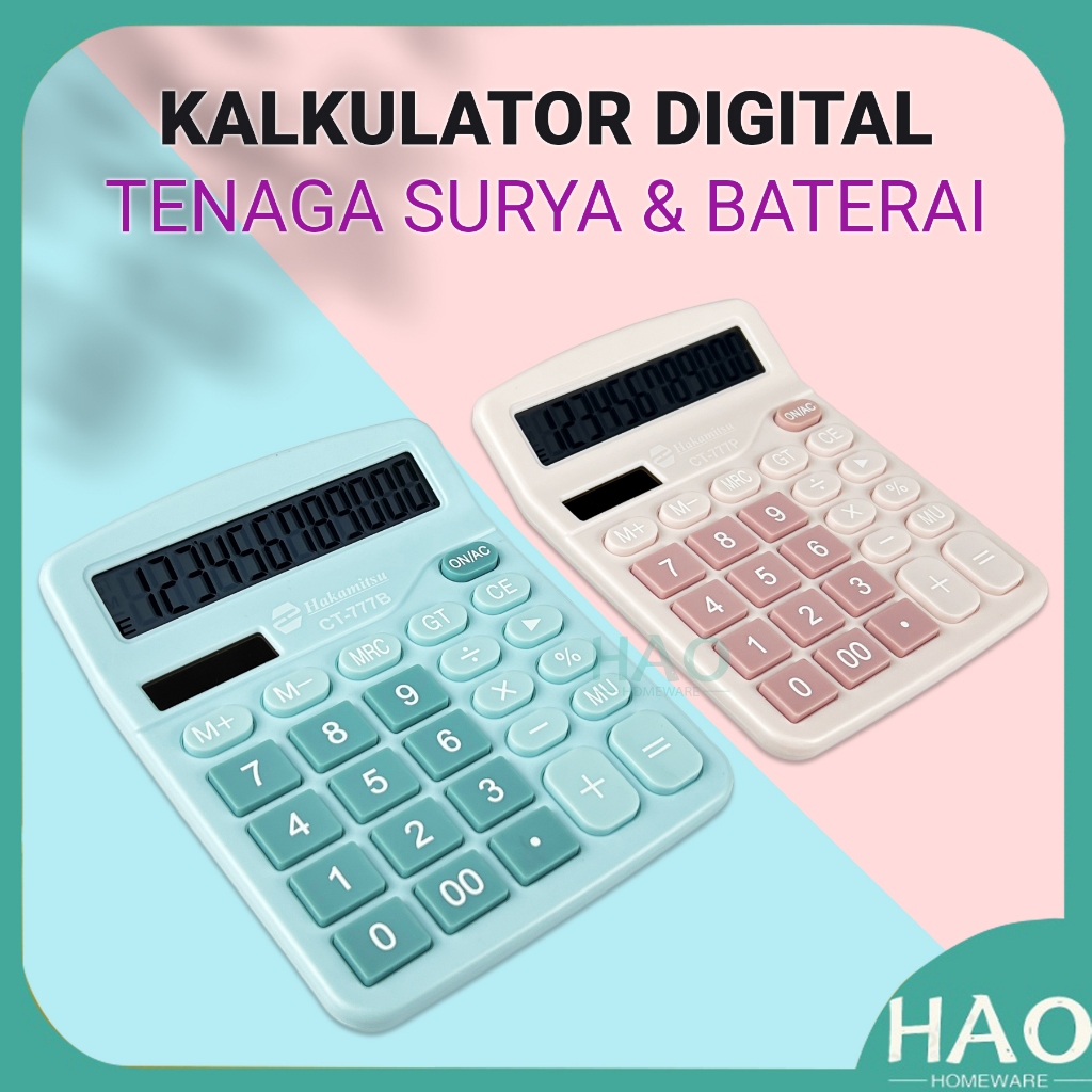 Jual Kalkulator Digital 12 Digit Dual Energi Baterai & Energi Surya ...