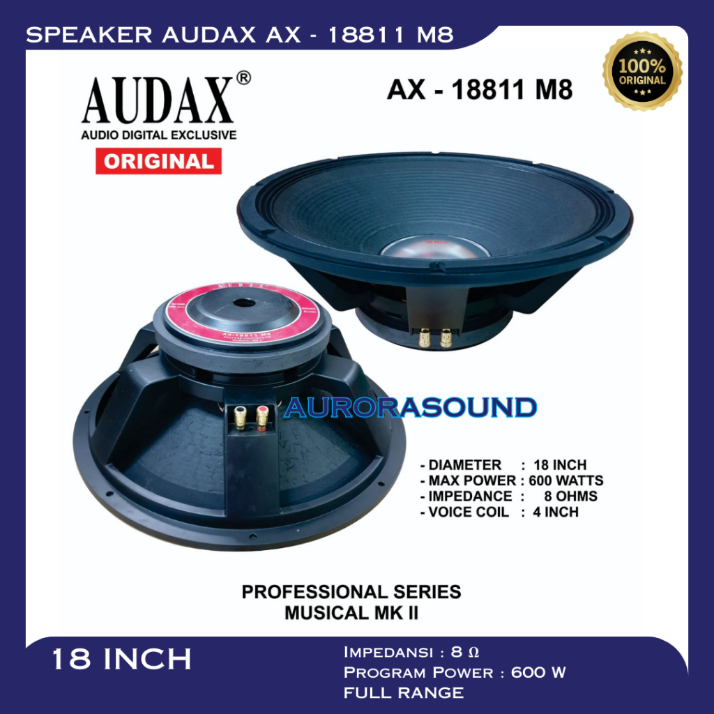 Jual SPEAKER AUDAX AX 18811 M8 WOOFER 18 INCH SPEAKER AUDAX AX 18811 600W ORIGINAL | Shopee ...