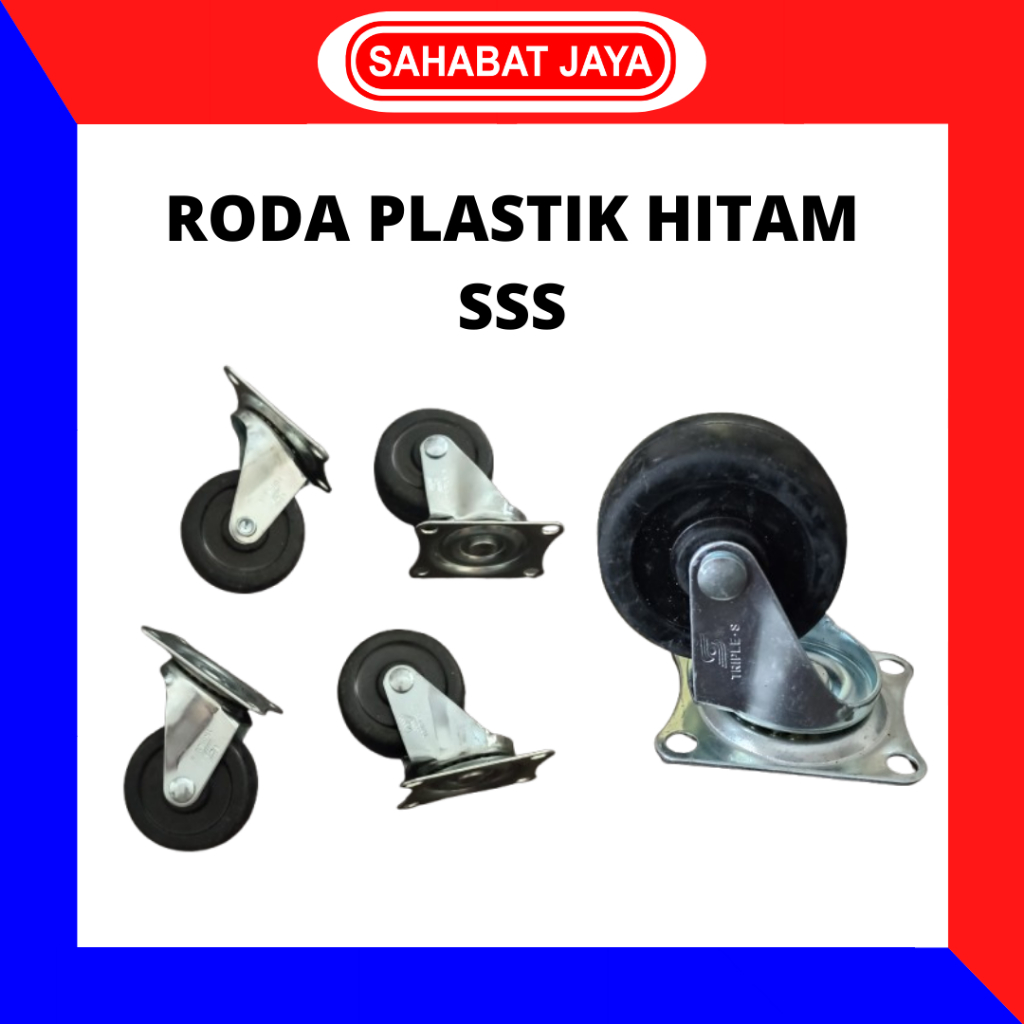 Jual SSS RODA CASTER HITAM 2" INCH GEPENG KARET RODA KURSI HIDUP PUTAR ...