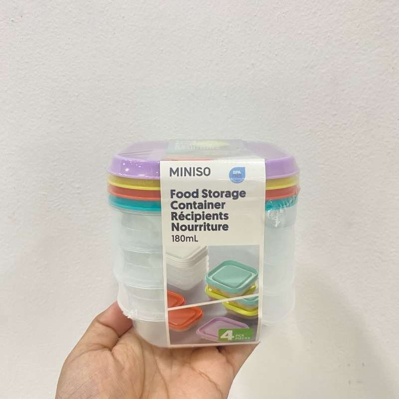 Jual Miniso Colorful Square Food Storage Containers 4pcs / kotak ...