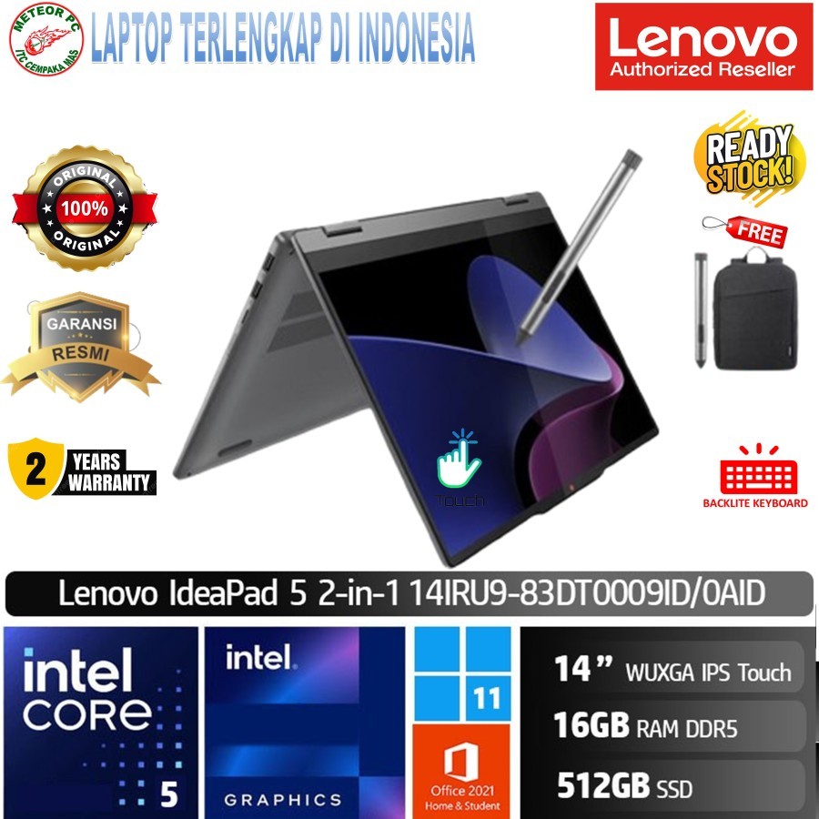 Jual Lenovo IP5 2 in 1 0AID Core 5 120U/16GB/512GB/14" WUXGA Touch/W11 ...