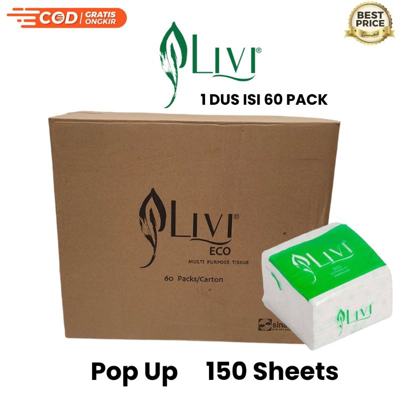 Jual [1 DUS] Tissue Livi Pop Up 150 Sheet / 2 Ply / Tissue Restoran / 1 ...