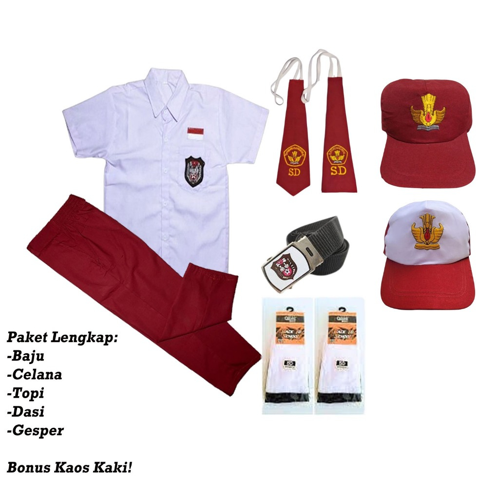 Jual Seragam Sekolah SD Setelan Baju dan Celana / Seragam Sekolah Merah ...