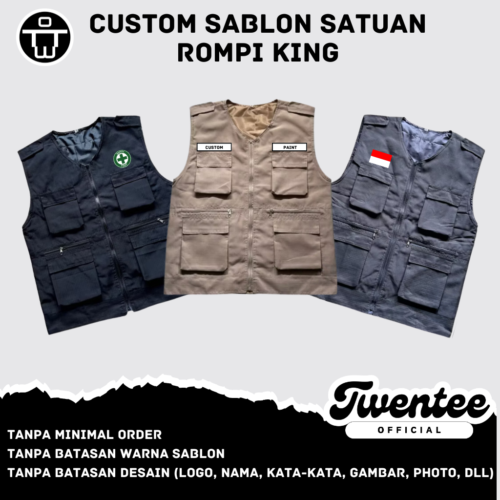 Jual TWENTEE - Vest Rompi King Sablon Custom Satuan DTF | Shopee Indonesia