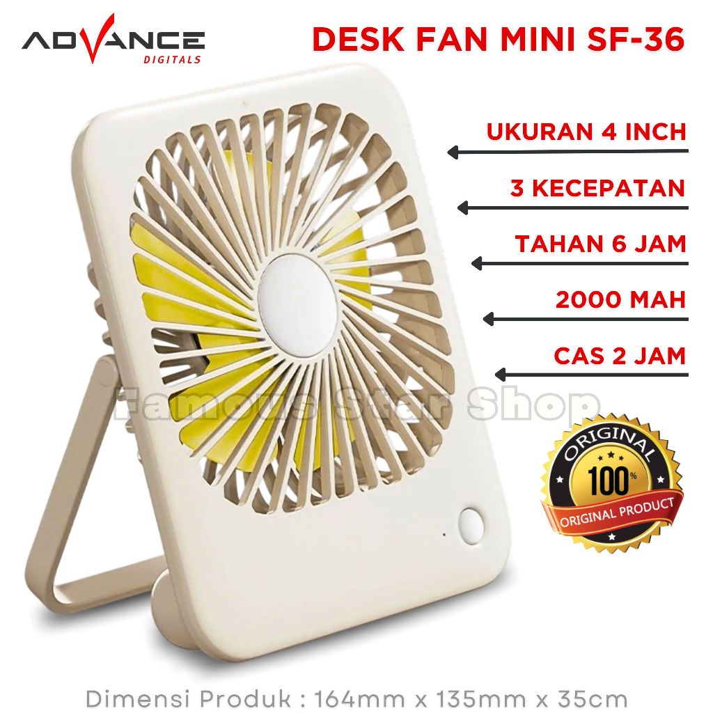 Jual Kipas Mini Fan USB Multifungsi Desk Fan & Wall Fan Rechargeable Portable 2000mAh 3 Speed ...