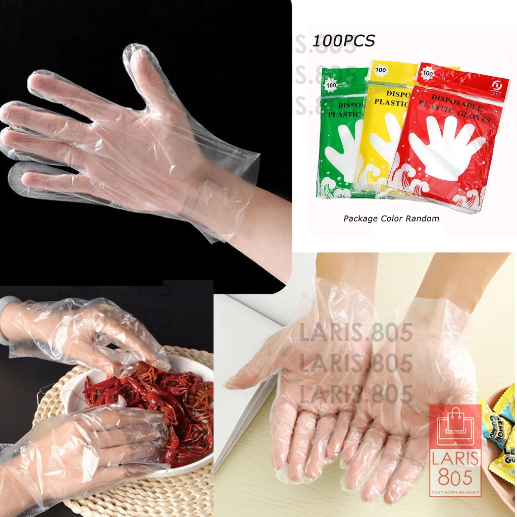 Jual Sarung Tangan Plastik isi 100 / Disposable Plastic Gloves / Sarung Tangan Sekali Pakai ...