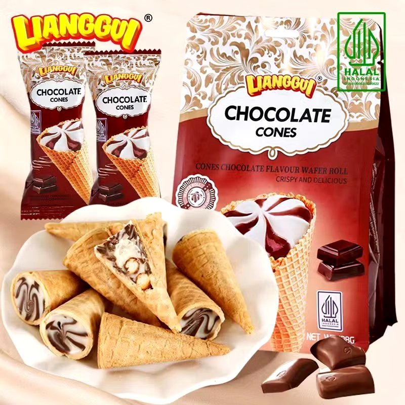Jual [HALAL] Wafer Cone Viral Chocolate Cone Rasa Cokelat | Shopee ...