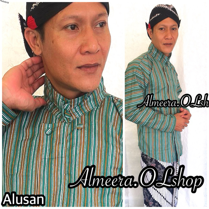 Jual surjan lurik alusan warna salur hijau TENUN ALUSAN | Shopee Indonesia