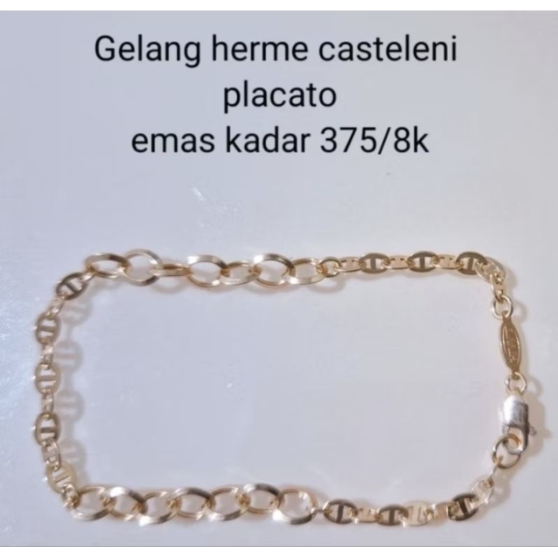 Jual Gelang emas herme casteleni placato kadar 375/8k (1.52gram 17cm ...