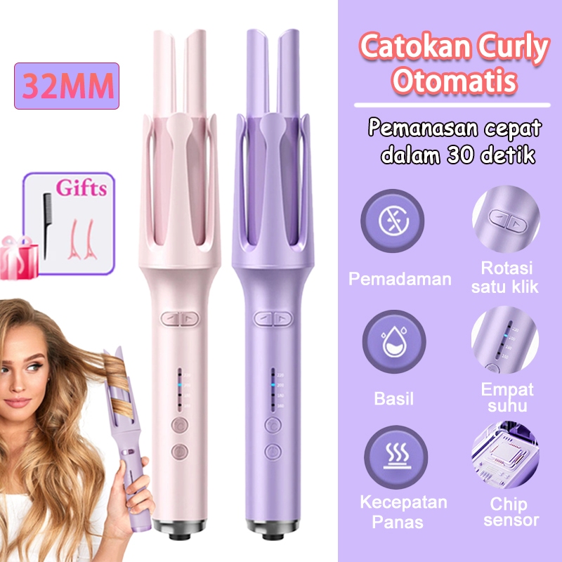 Jual Catokan Rambut Curly Hair Catokan Keriting Otomatis TahanLama 32mm Iron Ion Negatif catok ...