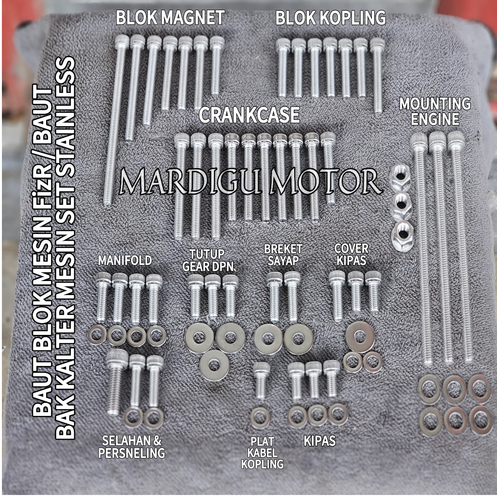 Jual Baut Stenlis 304 Blok Mesin Fizr Anti Karat / Baud Bak Kalter Mesin L Set Stainless Steel ...