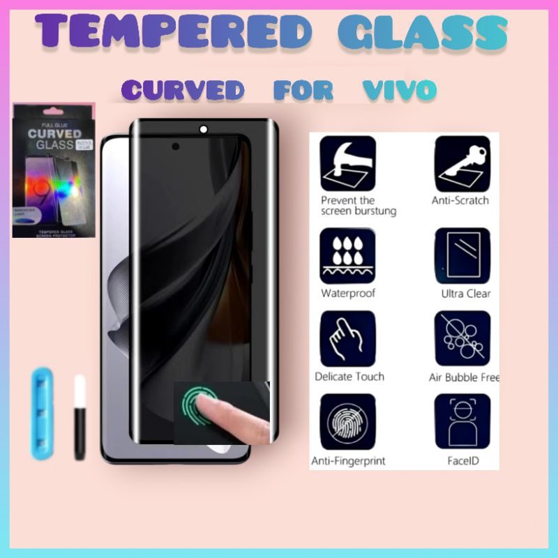 Jual Tempered Glass Uv Curved Liquid Privacy Anti SPY Vivo X 100 pro ...