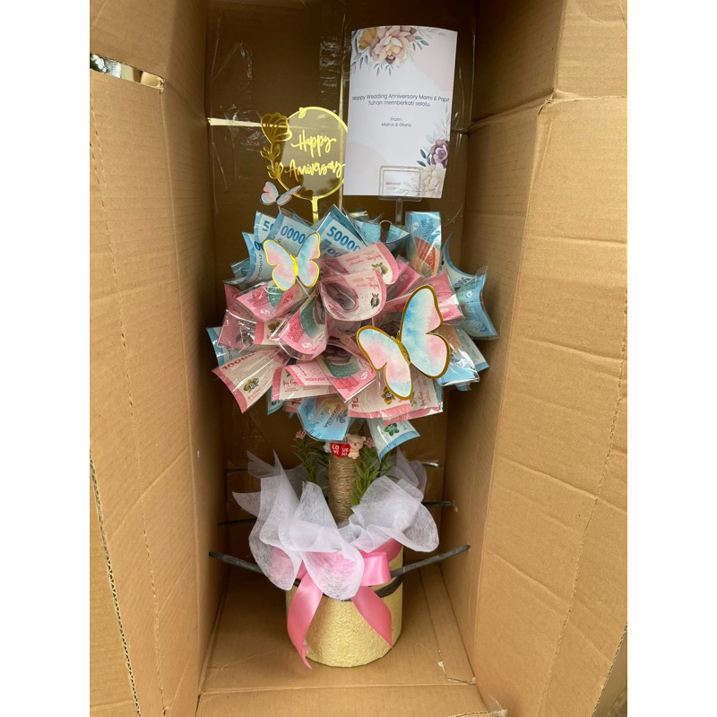 Jual pohon uang buket uang money tree ulang tahun kado anniversary ...