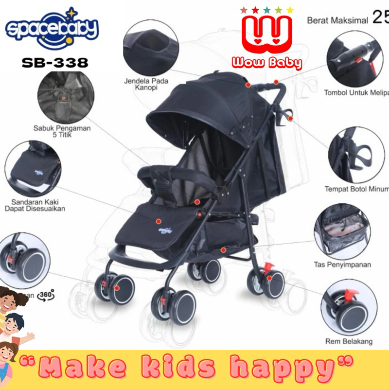 Jual SPACEBABY BABY STROLLER SB338 STROLLER ONE HAND FOLD kereta Dorong ...