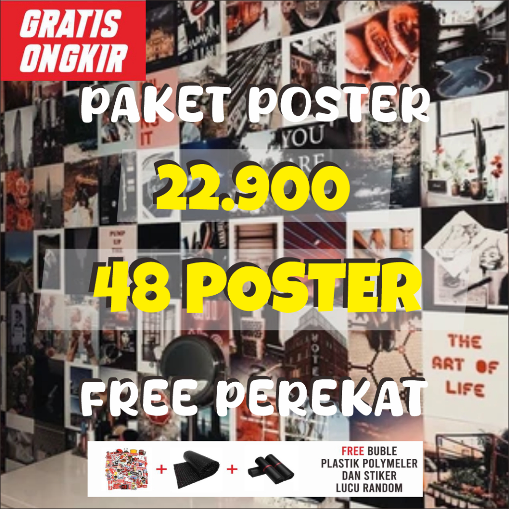 Jual ISI 48PCS Poster Dinding Casuall dan Aesthetic Ukuran A6 + Free ...