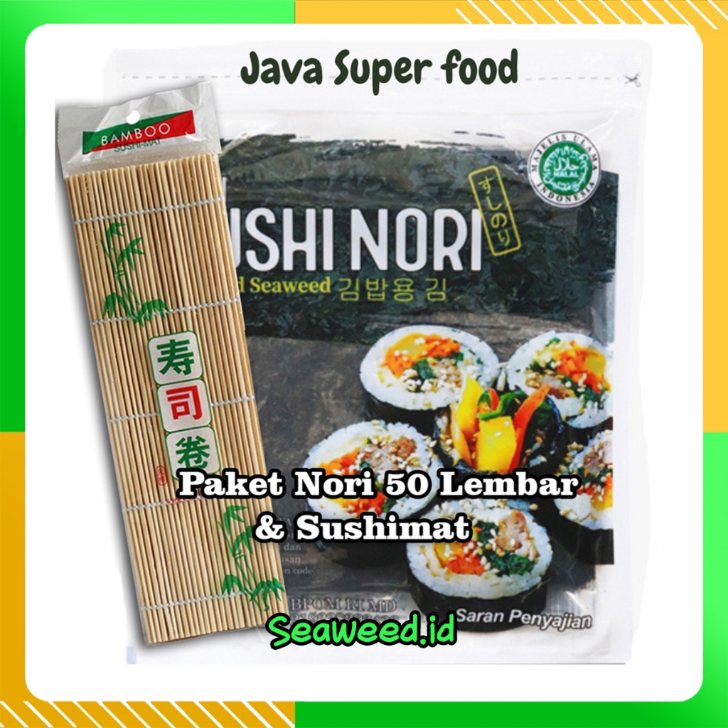 Jual Rumput Laut Seaweed Sushi 50 lembar Full Pack Nori Halal MUI ...